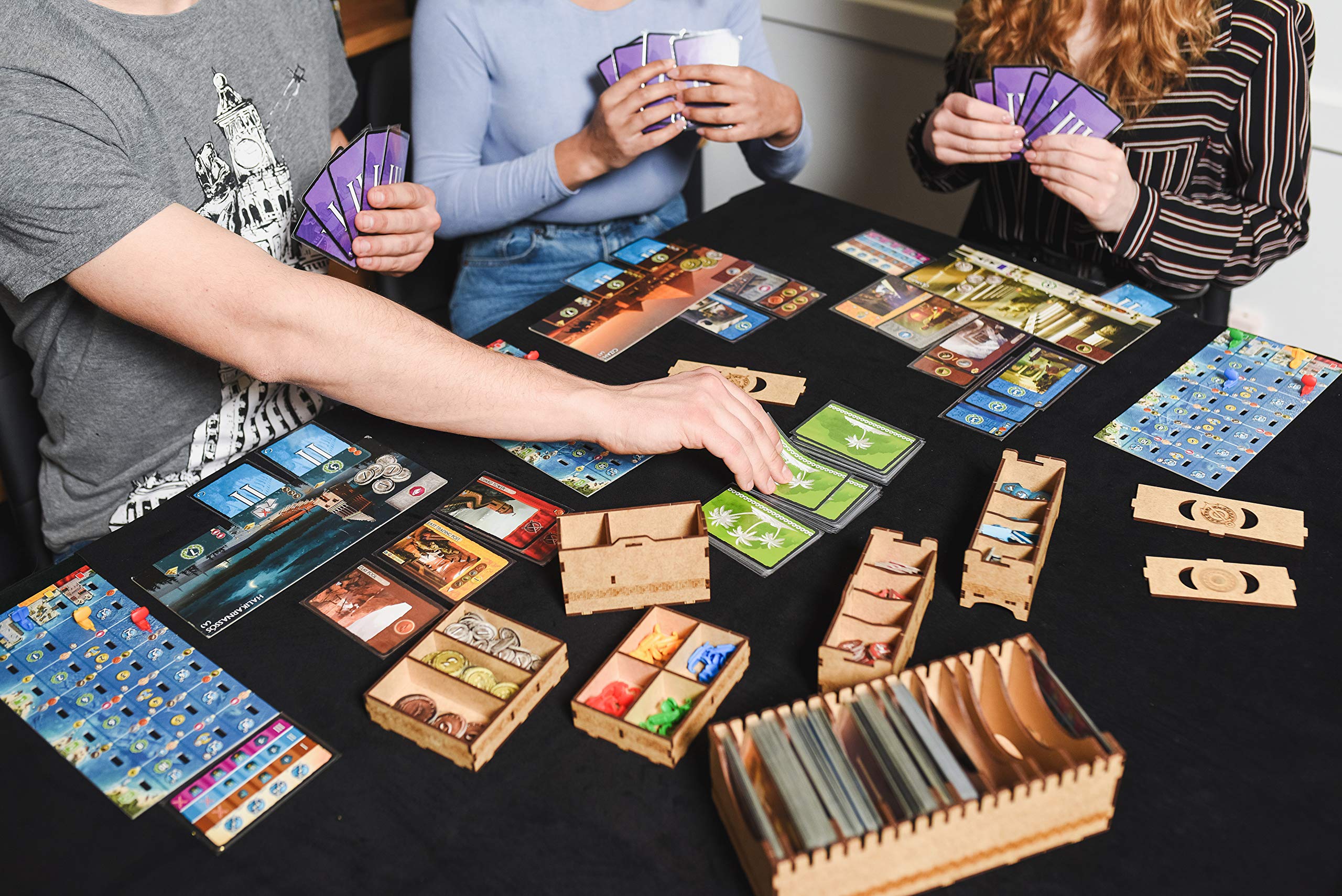 TowerRex Board Game Organizer for 7 Wonders board game box 1st Ed, 7 Wonders Cities expansion, 7 Wonders Armada expansion, 7 Wonders Leaders, 7Wonders game organizer insert storage kit accessories