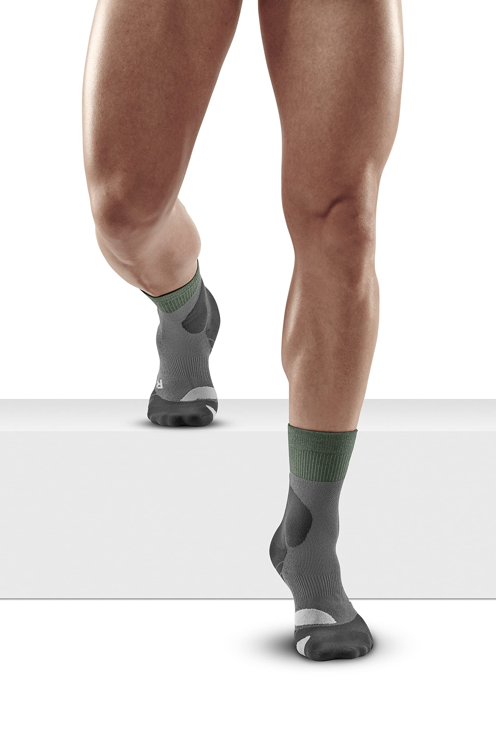 CEP Merino Wool Hiking Mid-Cut Socks, Forestgreen/Grey, Men, IV (LG)