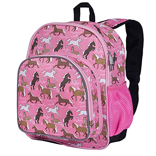 Wildkin 12 Inch Backpack Bundle with Insulated Lunch Box Bag (Horses in Pink)