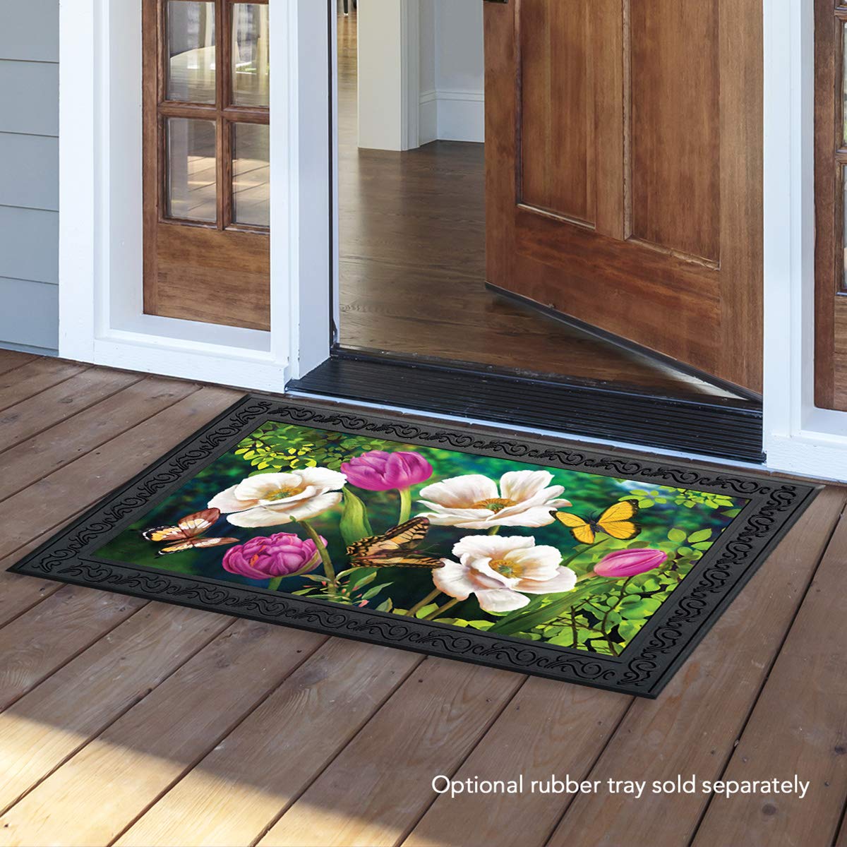 Butterflies and Pansies Spring Doormat Mason Jars Indoor Outdoor 30" x 18"