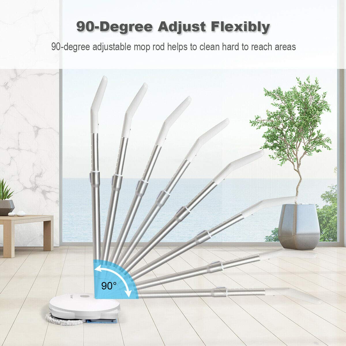 COSTWAY Cordless Electric Spin Mop, Spray Wireless Dual- Head Mop with LED Light, Adjustable Telescopic Rod Height & Angle, Rechargeable Quiet Powerful Cleaner Spin Mop Polisher and Scrubber