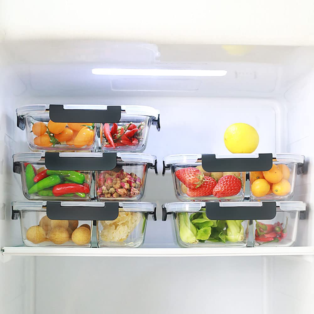 DAS TRUST 10 Pack Glass Meal Prep Containers Bowls Glass Food Storage Containers Glass Food Prep Containers with Lid Meal Prep Lunch Bento Box Reusable Container for Food