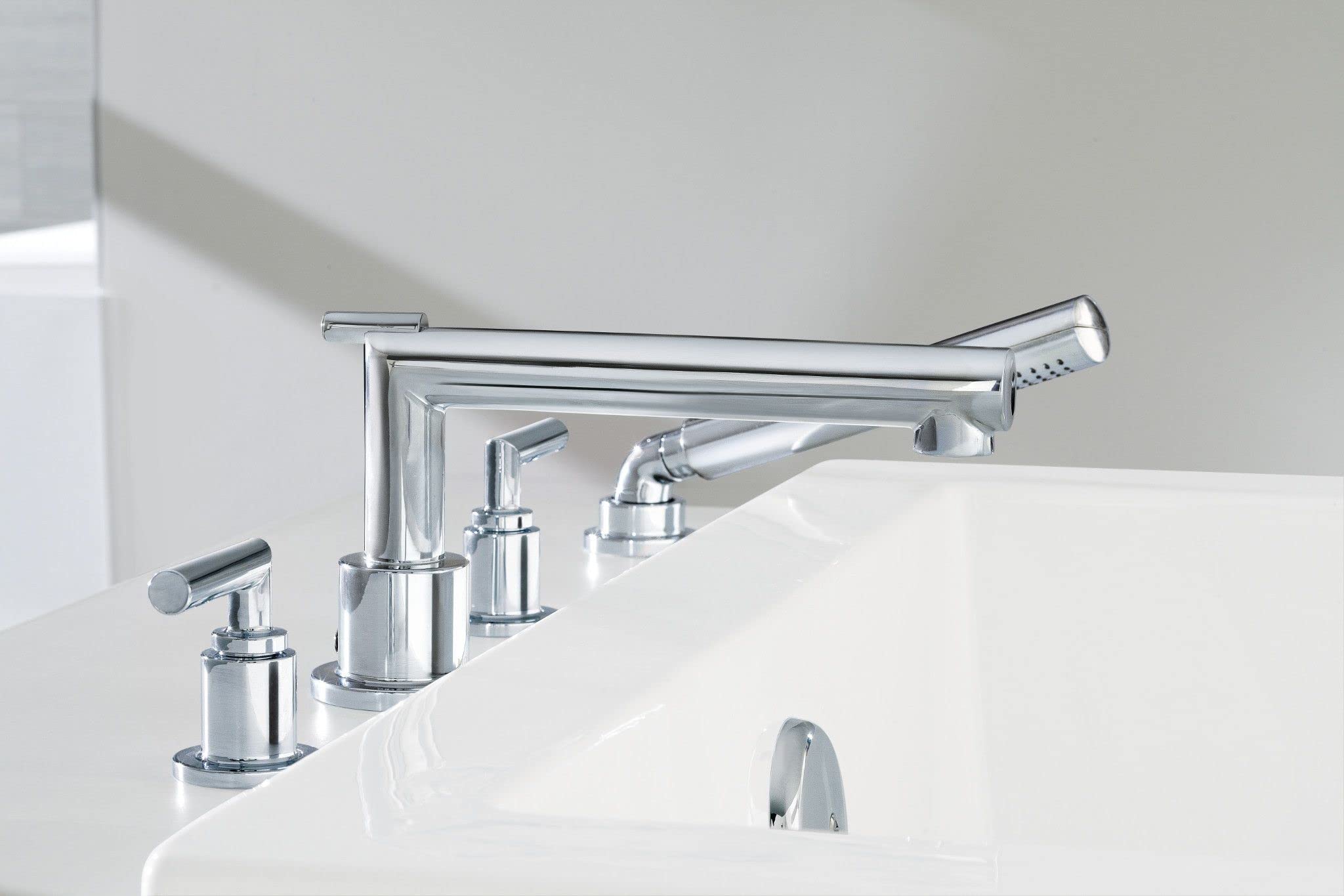 Moen TS93003 Arris 2-Handle Deck Mount Modern Roman Tub Faucet Trim Kit, Valve Required, Chrome