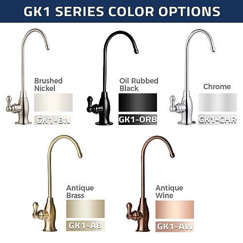 iSpring GK1-BN Heavy Duty Reverse Osmosis Faucet, High Spout Kitchen Bar Sink Drinking Water Faucet, Contemporary Style RO Faucet, Brushed Nickel