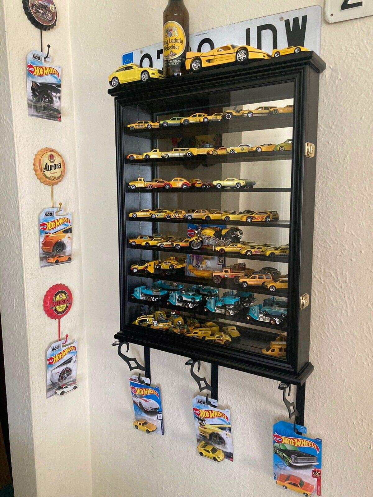 Toy Wheels/Matchbox/Diecast Cars / 1/64 1/43 Scale Toy Cars Display Case Cabinet (Black Finish)