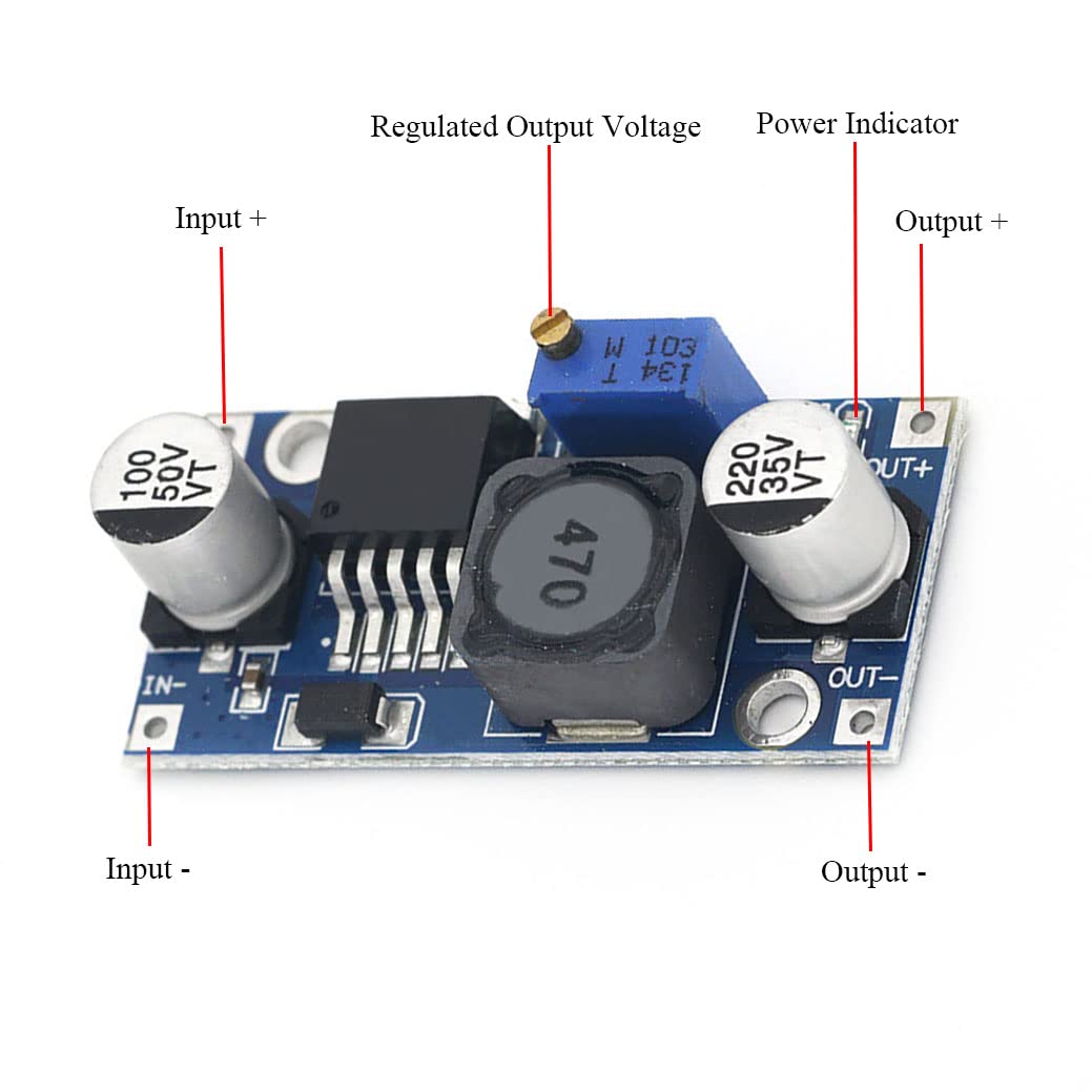 DiGiYes 5 Pack LM2596S DC to DC Buck Converter 3A 3.0-40V to 1.5-35V Buck Converter High Efficiency Voltage Regulator Adjustable Power Supply Module
