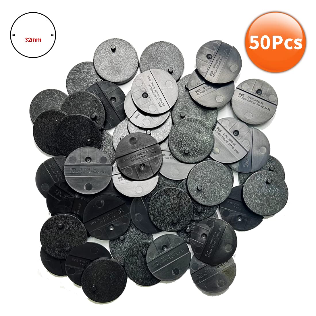 EBCO 50Pcs Round Plastic Model Bases 32mm for Most 6 inch Action Figure Such as Marvel Legends/DC/GI Joe/Motu Toy