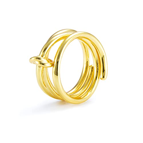 CNLPRE 18K Gold Plated and 925 Silver Plated Rings for Women Minimalist Statement Ring with Stacking Wire Kink Design Only One Size