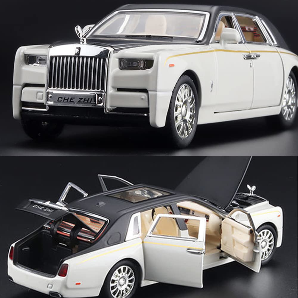 Diecast Cars 1:32 Scale, Rolls-Royce Phantom Model Car,Zinc Alloy Pull Back Toy car with Sound and Light for Kids Boy Girl Gift.