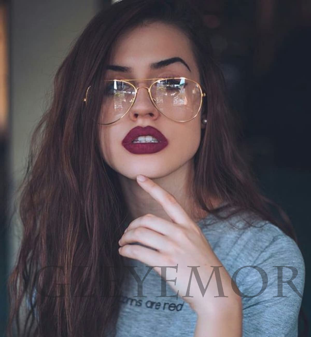 Classic Aviator Blue Light Glasses for Women Men, Metal Frame Clear Lens Eyeglasses (Gold)