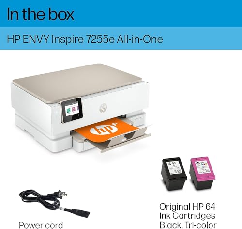 HP Envy Inspire 7255e Wireless Color All-in-One Printer with Bonus 6 Months Instant Ink (1W2Y9A) (Renewed Premium), White