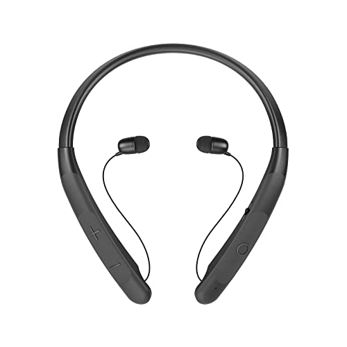 LG TONE Wireless Stereo Headset with Retractable Earbuds NP3, Black, Small