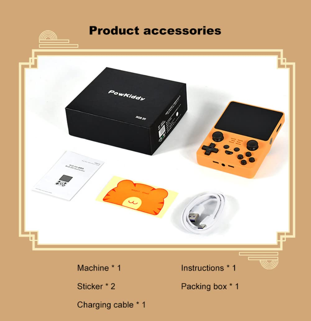 EQUITARE Powkiddy RGB20S Handheld Game Console, 3.5 Inch IPS Screen Game Player, Portable Handheld Nostalgic Arcade Retro Game Machine, Open Source Game Player for Kids Adults