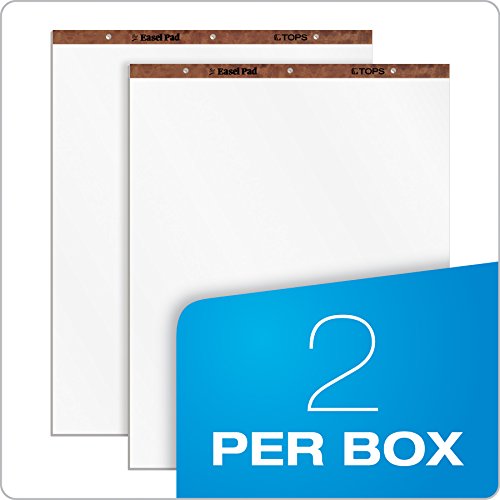 TOPS Easel Pad, 3-hole punched, white, 15 lb, plain white, 50 SH/PD, 2 per Carton (7903)