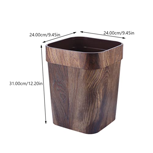 Trash Can Imitation Wood Grain: Rustic Farmhouse Wastebasket Bin for Bathroom Office Bedroom Living Room Coffee