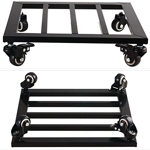 Large Metal Square Plant Caddy with Wheels 13.6β Iron Wrought Rolling Plant Stand with Casters Heavy-Duty Plant Dolly for Indoor and Outdoor Plant Pot Roller Base Square Plant Movers, Glossy Black