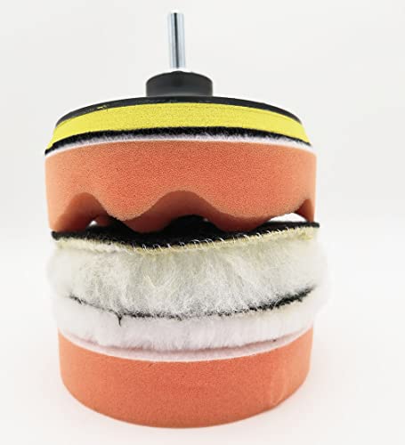 Drill polishing kit 5 inch Polishing Pad Kit Wool Polishing Pads Sponge Pads Polishing Buffer 6-Piece Set with M10 Drill Adapter