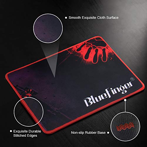 BlueFinger RGB One Hand Mechanical Gaming Keyboard and Backlit Mouse Combo,USB Wired Rainbow Letters Glow Single Hand Mechanical Keyboard with Wrist Rest Support, Gaming Keyboard Set for Game