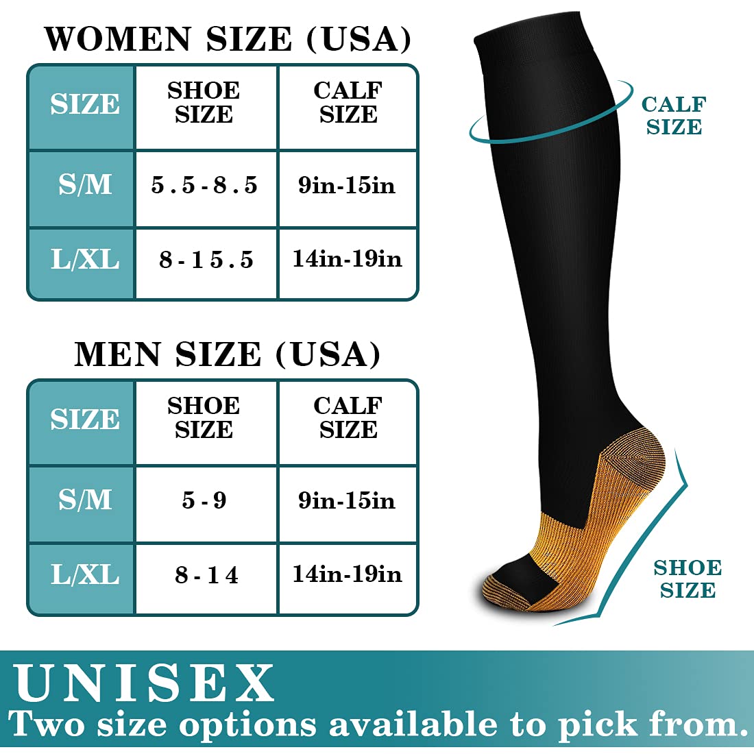 Bluemaple Copper Compression Socks For Women & Men Circulation (8 Pairs) - Best for Running,Hiking, Cycling,Travel,Pregnancy
