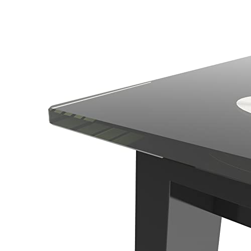Yoglad Dining Table and Chairs, Dining Table/Chairs Set, Simple Style Table with Tempered Glass Top, Clean-Cutting Faux Leather Chairs, for Kitchen & Dining Room (Chairs*4 & Table*1, Set of 5, Black)