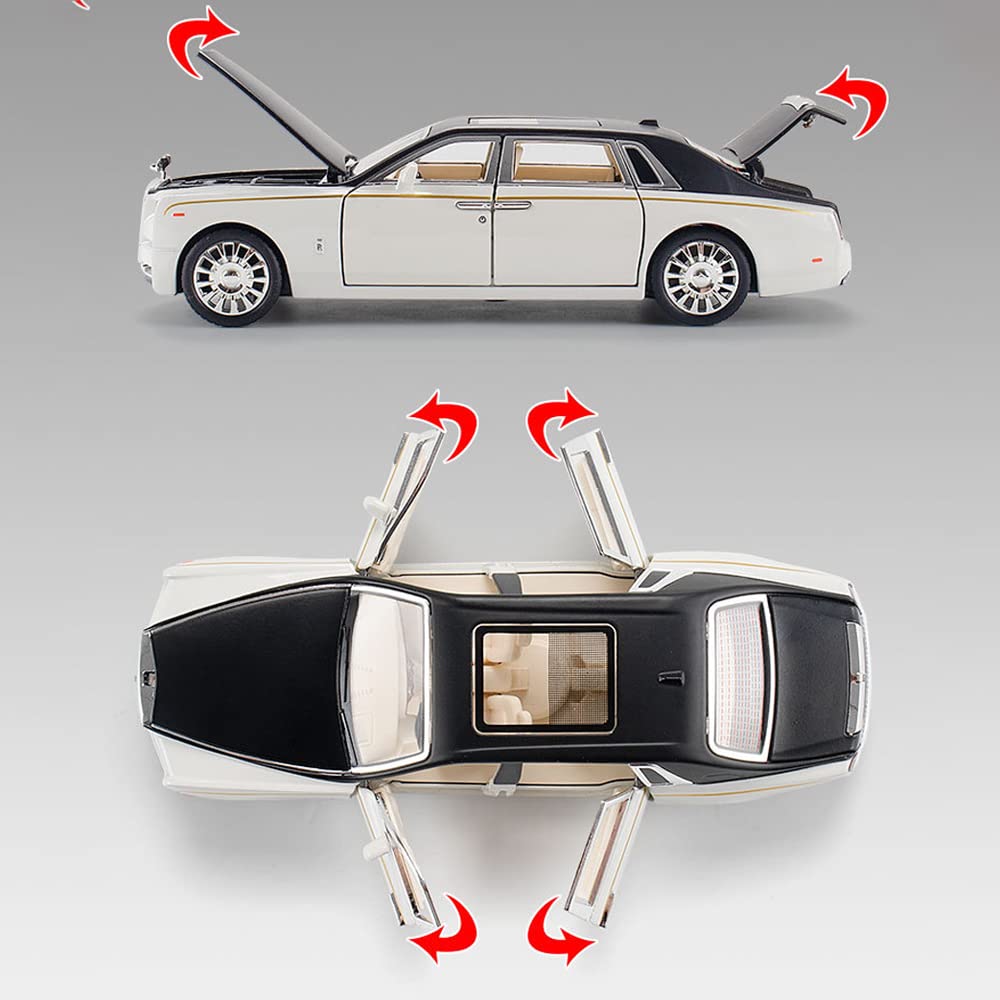 EROCK 1:32 Rolls-Royce Phantom Model Car,Zinc Alloy Pull Back Toy car with Sound and Light for Kids Boy Girl Gift,Collection of car model enthusiasts. (white)