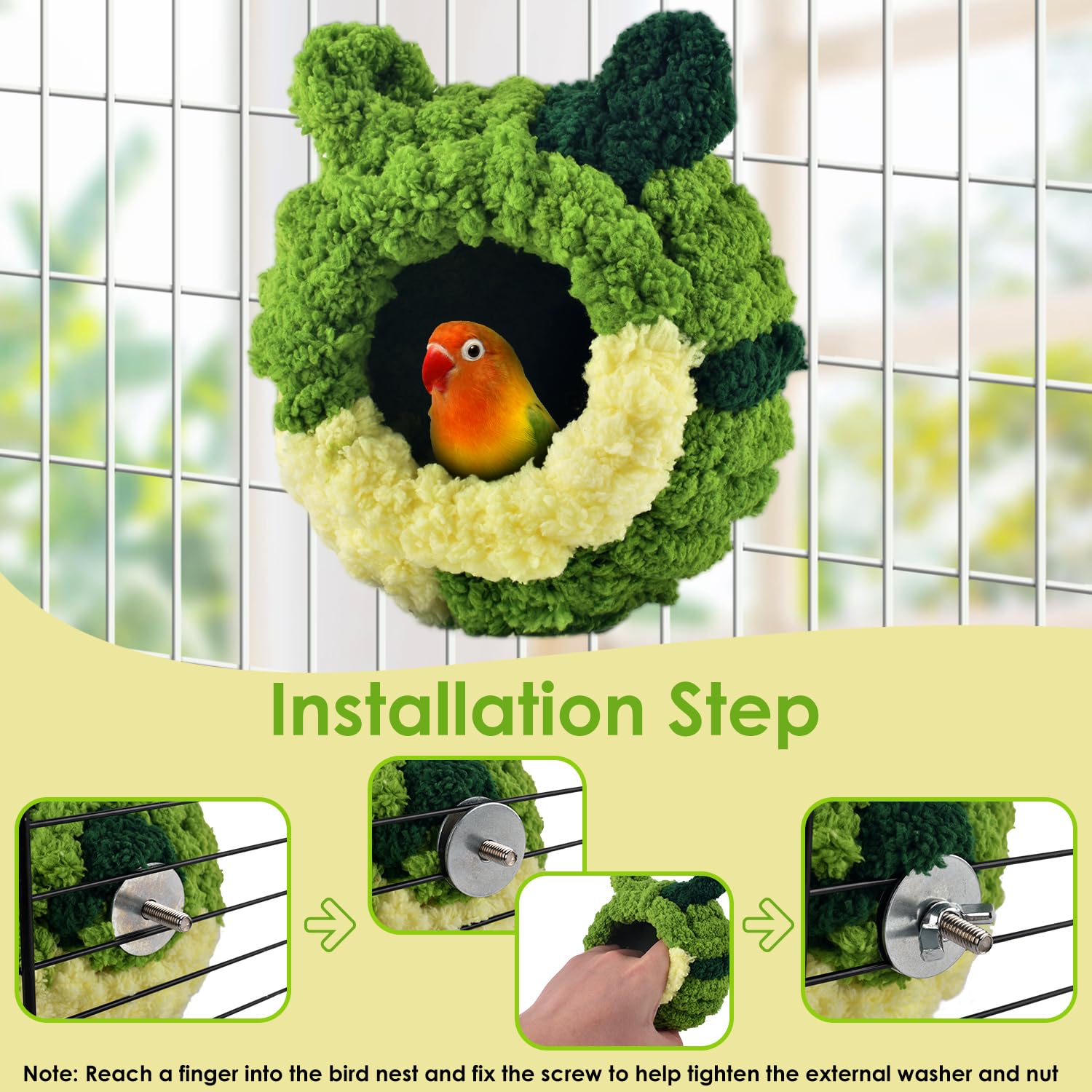 KATUMO Bird Nest, Conure Breeding House Parrotlet Snuggle Hut Lovebird Bed for Conure, Lovebird, Canary, Finch, Coneshape Birds, Hamster, Small Pets