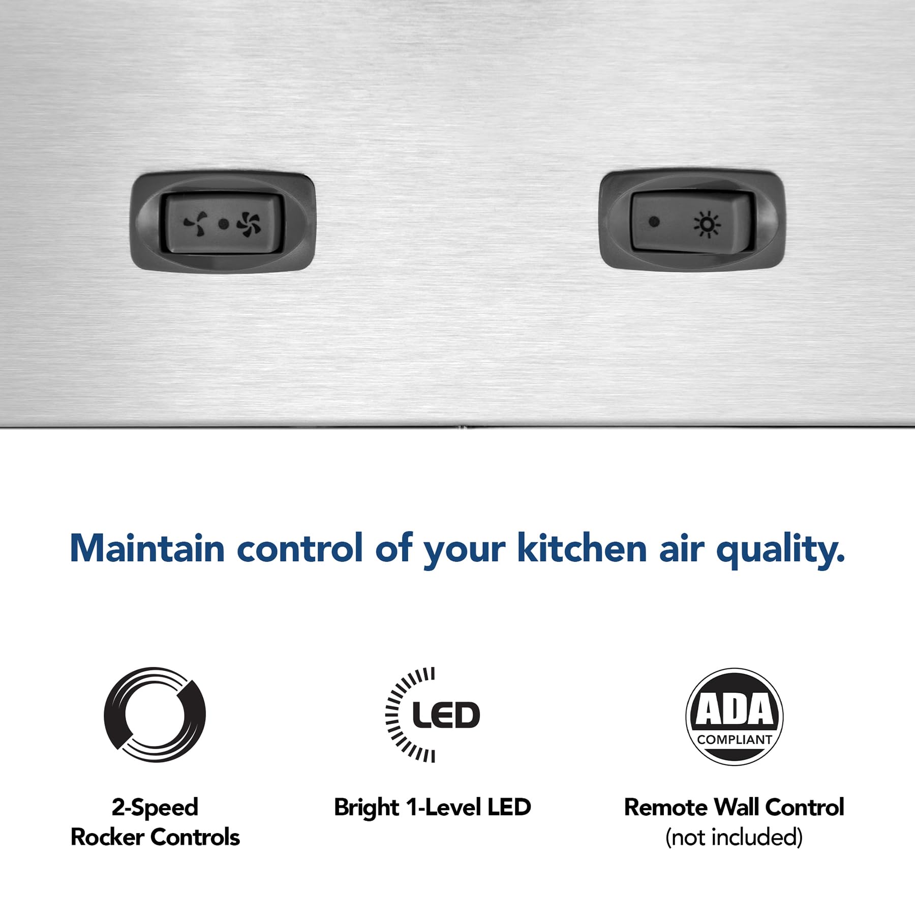 Broan- NuTone BBN1243SS Custom Built Insert with 2-Speed Exhaust Fan and Light, 300 Max Blower CFM, Stainless Steel, 24-Inch Range Hood Power Pack