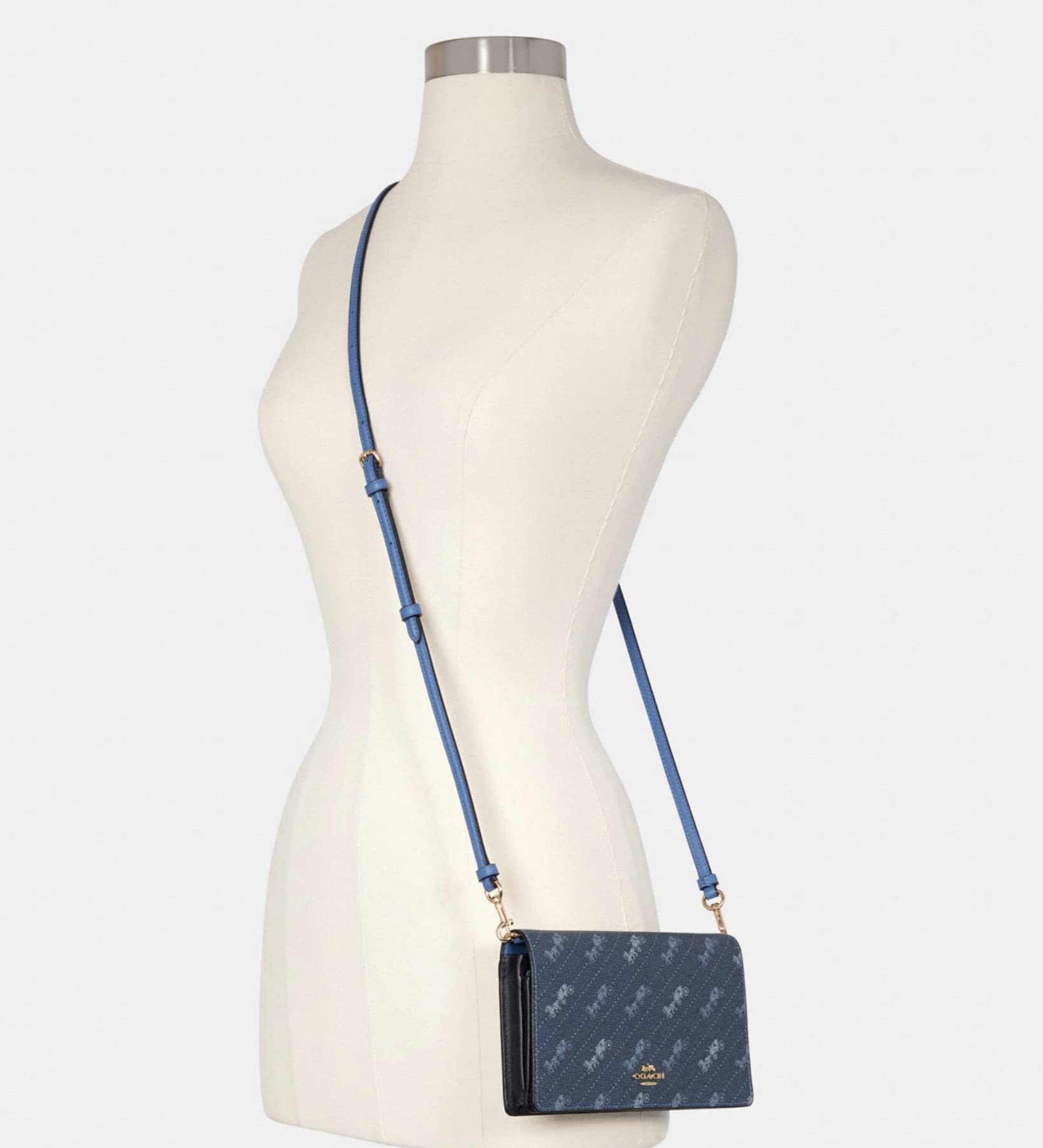 Coach Anna Foldover Crossbody Clutch With Horse And Carriage Dot Print