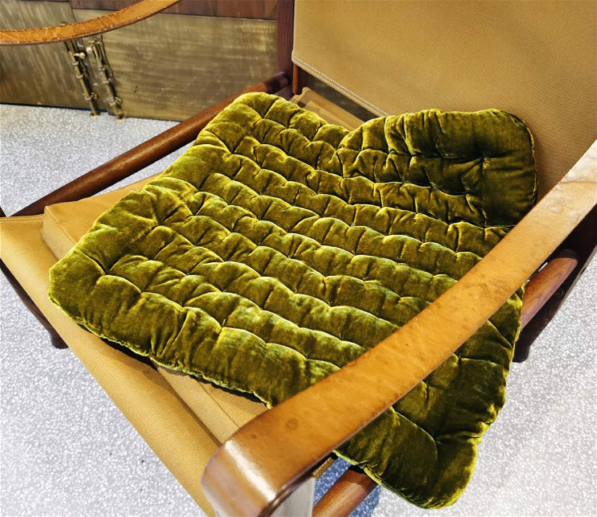 Emerald Velvet Sofa Decor Cushion, French Mattress Cushion for Rocking Chair, Floor Velvet Seat Pad 17 Inches (Emerald)