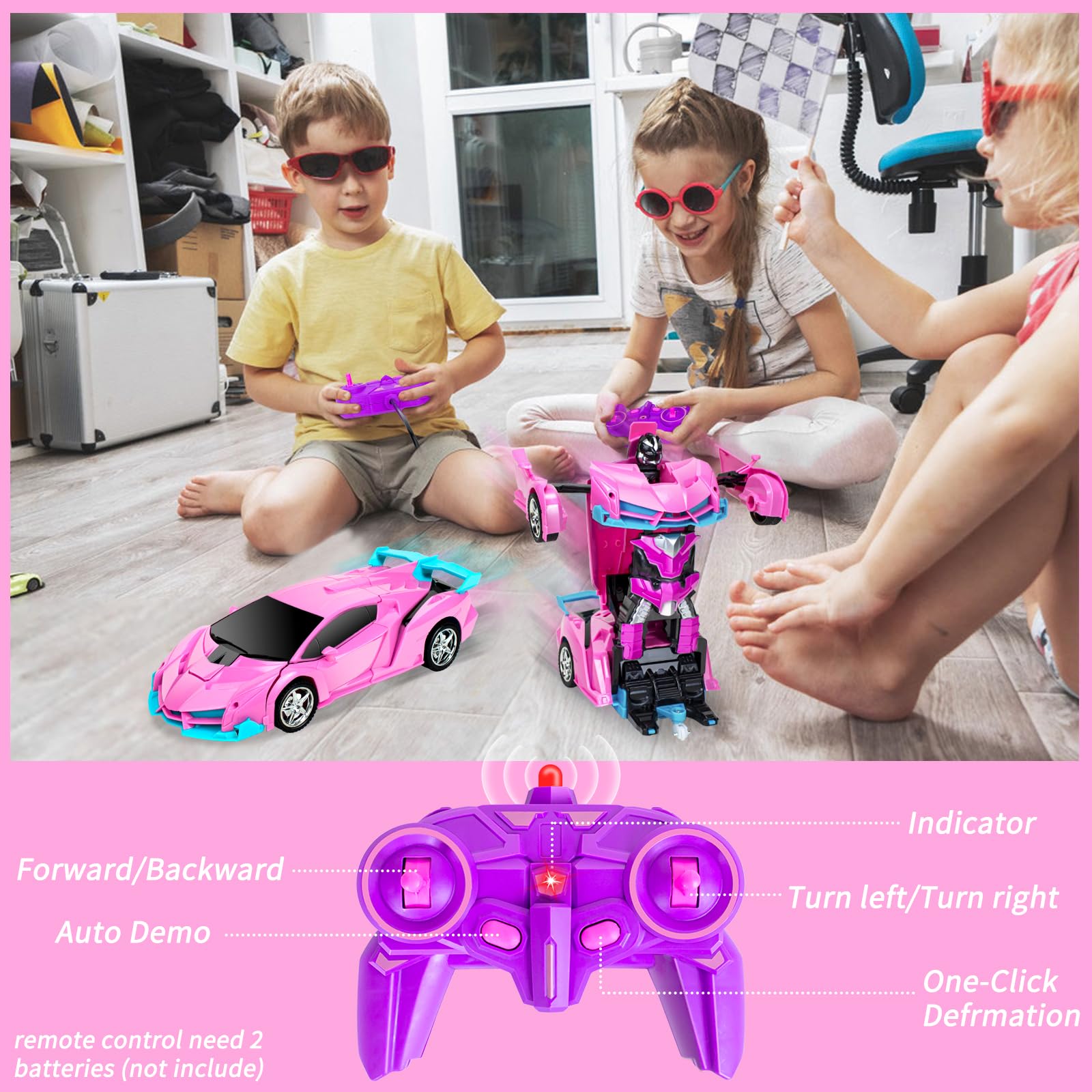 Transform Remote Control Car Toys for 3 4 5 6 7 8+ Year Old Boys Girls - 1:18 Rc Car Transformation Robot with One-Button Deformation & 360° Rotating Drifting, Cool Toys Gifts Transforming Robot Car