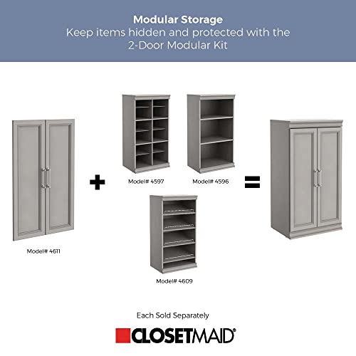 ClosetMaid Modular Storage Pair Set, 2 Glass Pane Doors, Wood Closet Organizer Shaker Style, Add On Accessory for Shelf Units, Taupe, Kit