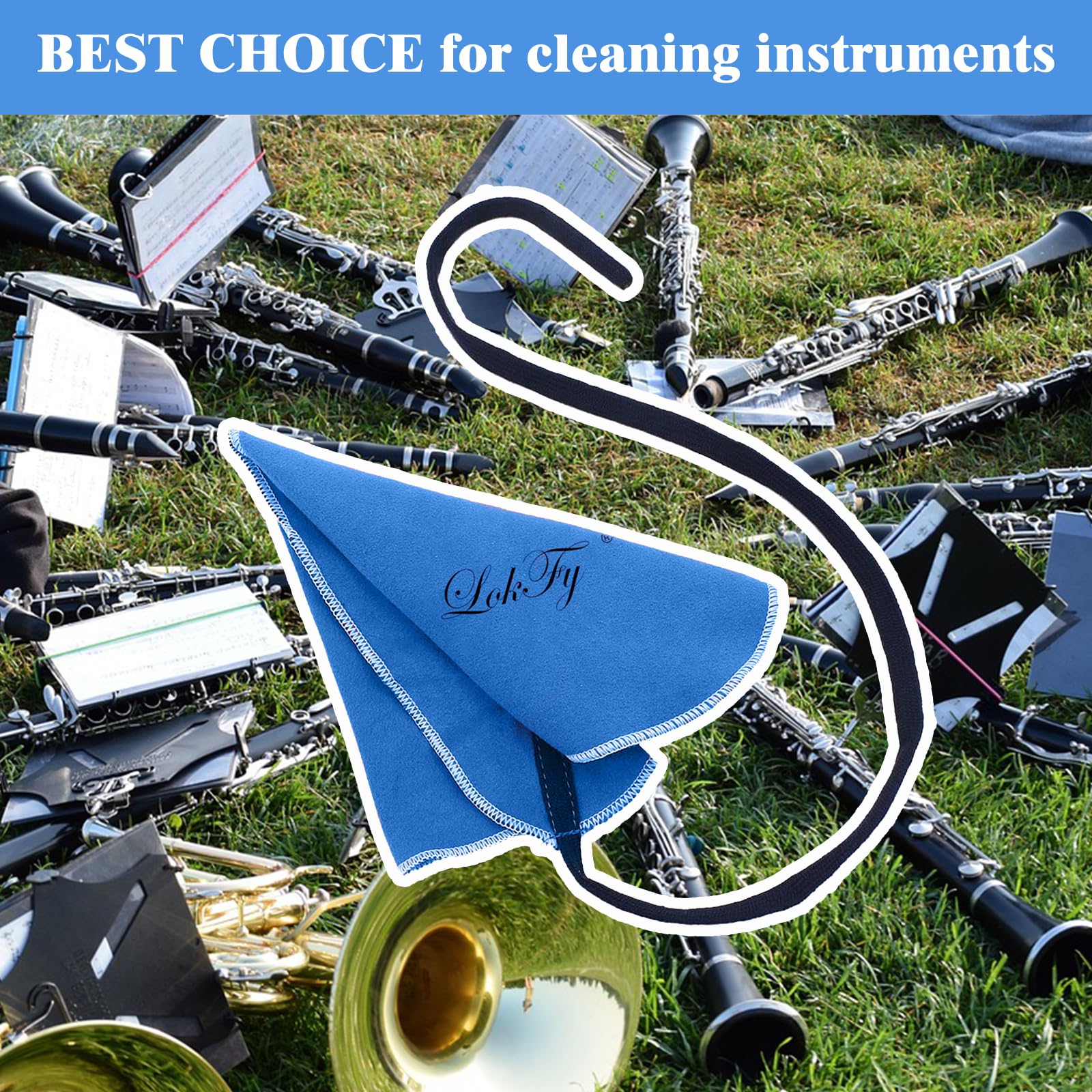 Cleaning Cloth for Inside Tube Suitable for Clarinet Piccolo Flute Sax Saxophone (Blue)