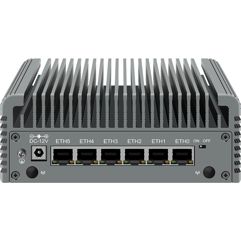 CWWK Fanless Mini PC Intel N Series-N100(4C/4T up to 3.4GHz) Low Power Processor, DDR5, 6x2.5GbE Intel I226V, 4K Display Outputs,M.2 NVMe, SATA3.0, 5 USB Ports, Firewall Router (N100-6L Barebone)
