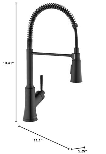 hansgrohe Joleena Black Commercial Kitchen Faucet, Kitchen Faucets with Pull Down Sprayer, Faucet for Kitchen Sink, Matte Black 04792670, 19.3-Inches Tall