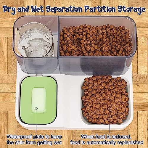 IVVTRYI Automatic Pet Feeding Set, Small Dog and Cat Bowls for Food and Water, 1L Feeder and 2.8L Water Dispenser, Ideal for All Breed, 2-Pack(Green)