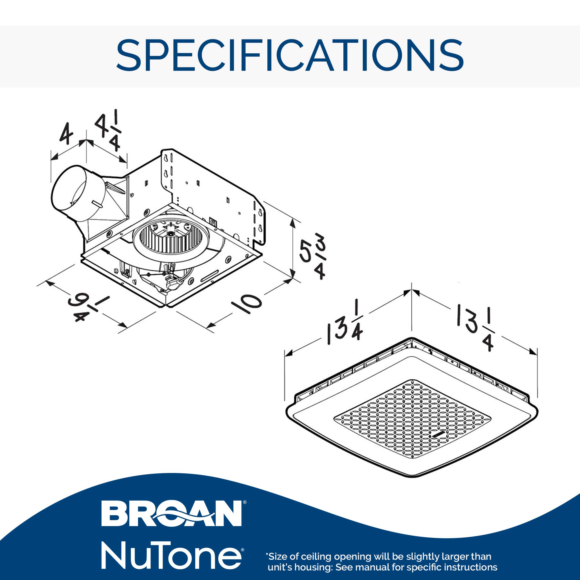 Broan-NuTone AER110RGBL ChromaComfort 110 CFM Ventilation Fan with 24 Color Selectable LED, 1.5 Sones, ENERGY STAR Certified, White