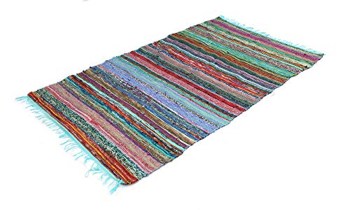 Handmade Braided Chindi Rug, Rag Rug, Area Rug, Carpet Rug, 3x5 Foot, 4x6 Foot, 5x7 Foot, Multi Color Rug (3x5 Ft (36x60 Inch))