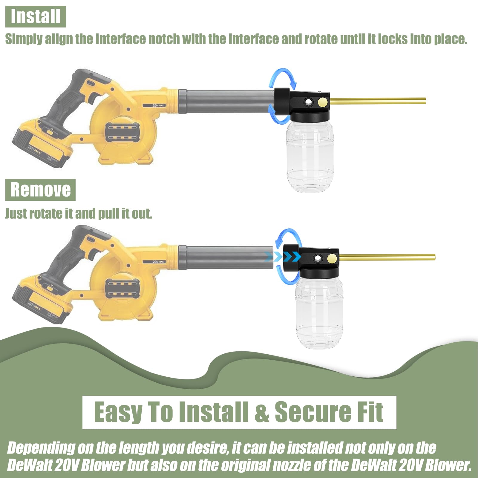 Dinftin Garden Dust Applicator – Diatomaceous Earth Powder Duster Sprayer for Plants and Gardens, Perfectly for DeWalt 20V MAX Blower DCE100B(Machine not Included)