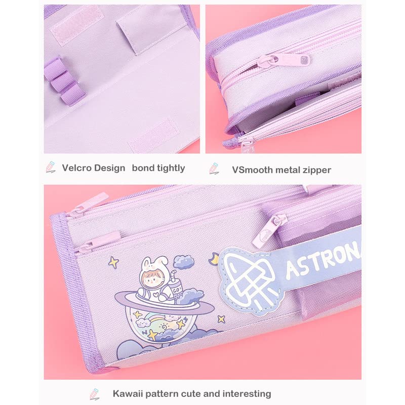 MOMEITU Kawaii Pencil case Kawaii School Supplies Cute Pencil case Large Capacity Pencil case Cute Pencil case Kawaii(Purple Planet)
