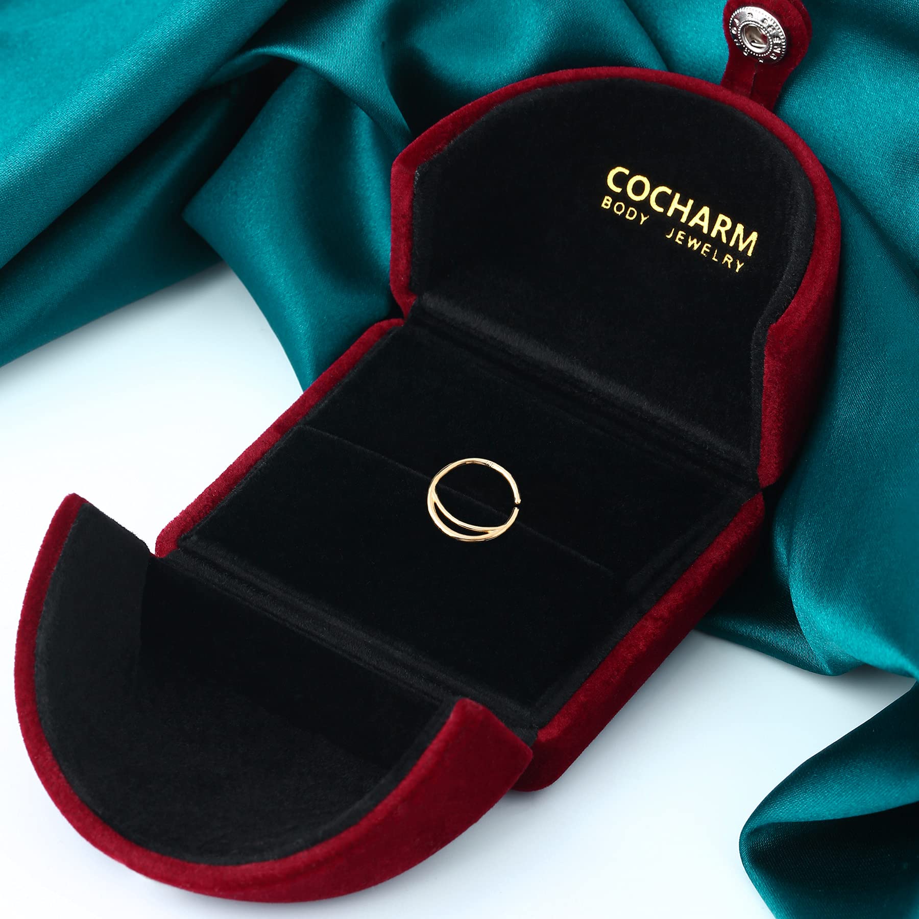 COCHARM 14K Solid Gold Septum Ring 16G 14K Yellow Gold Helix Hoop Earring 8MM Gold Septum Nose Ring Gold Septum Piercing Jewerly
