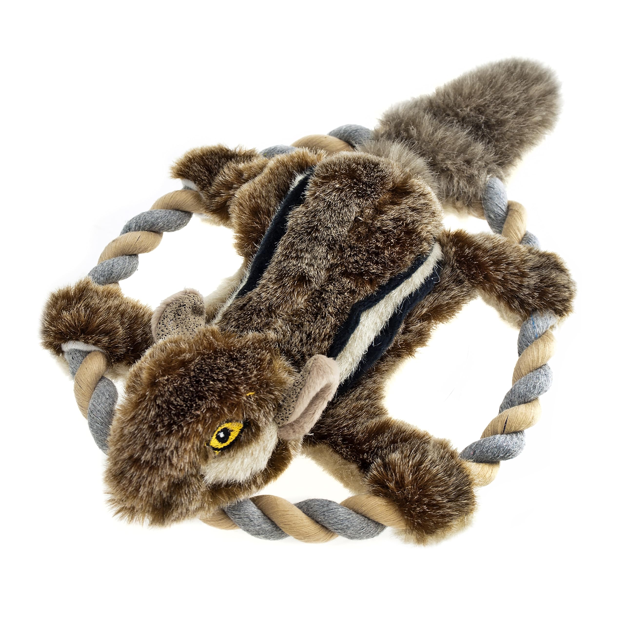 RUFFIN' IT Rhode Island Textile Woodlands Chipmunk Plush Dog Toy with Rope Chew Ring, Mutli, 8.5 inch (Pack of 1), All Breed Sizes