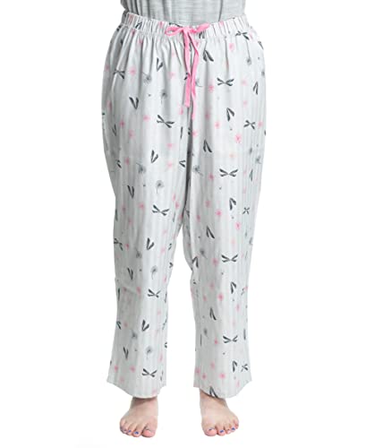 Hanes Women's 2-Pack Solid and Pattern Sleep Pajama Pant Set, Black/Dragonfly, Petite/X-Small