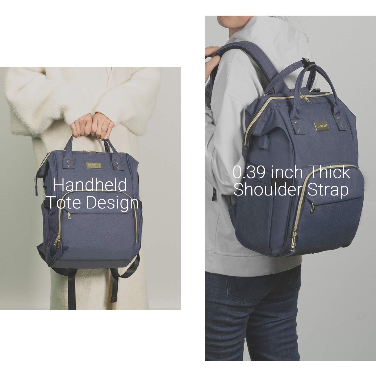 COSYLAND Diaper Bag Backpack, Mom Travel Backpack Nappy Bags Large Capacity Maternity Bag with USB Charge Port Stroller Strap Wide Shoulder Strap Insulated Pockets Navy Blue