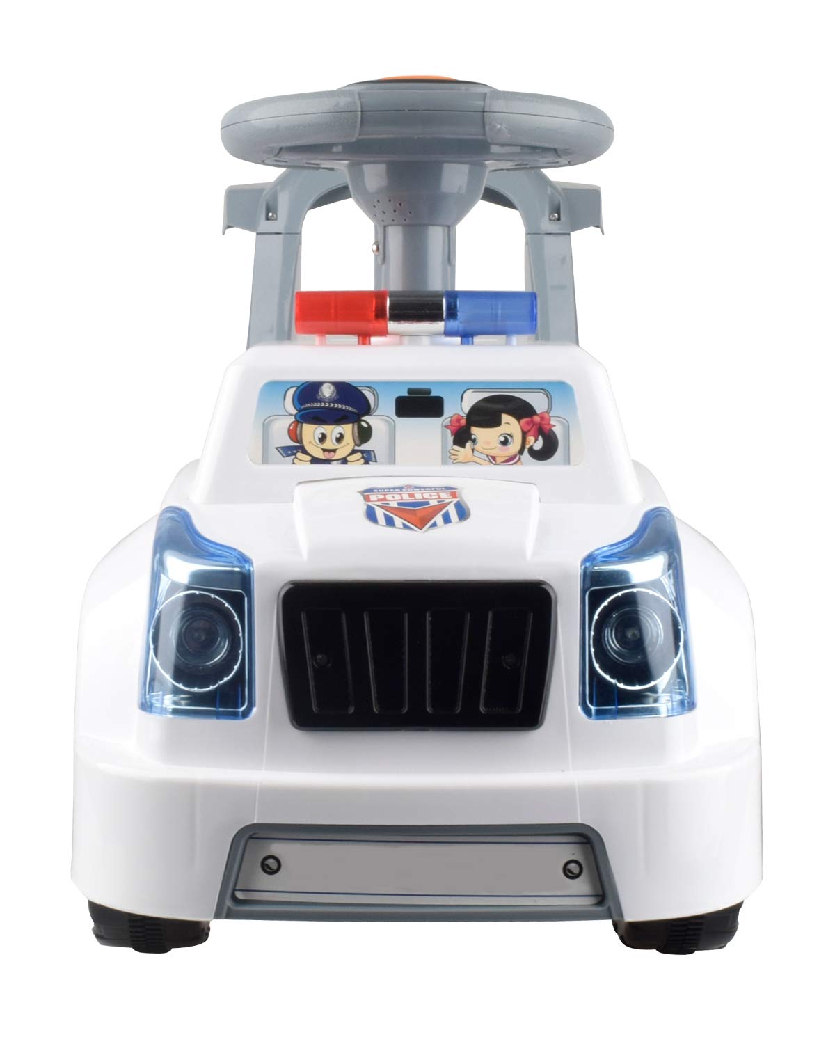 POCO DIVO Police Car 3-in-1 Baby Walker Toddler Ride On Buggy Pretend Play Toy Kids Gliding Scooter with Music & Light