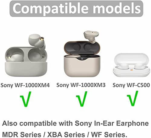 Replacement for Sony WF-C500/WF-1000XM4/WF-1000XM3 Silicone Eartips Ear Tips,JNSA Replacement Earbuds Tips Compatible with Sony WF WI XBA Etc. S/M/L + Triple Flange + Hook Ear Tips 5 Pairs Black