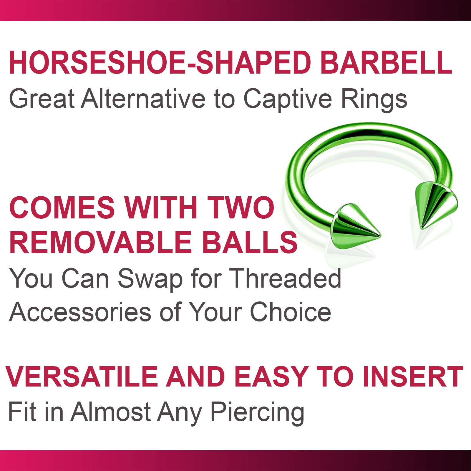 bodyjewellery 2pcs 16g Circular Barbells Green Titanium Ear Snake Septum Lip Nose Cartilage Helix Tragus Eyebrow Bite Ring B2NCR