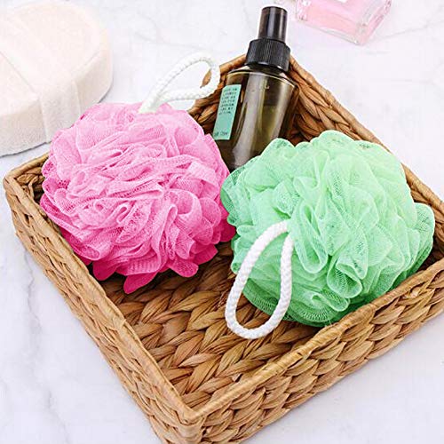 Cosywell Bath Sponges Bath Loofahs Mesh Pouf Shower Wash Ball Large 5 Packs 60g Each Soft Eco-Friendly for Men& Women Cleanse, Smooths Skin, Exfoliating