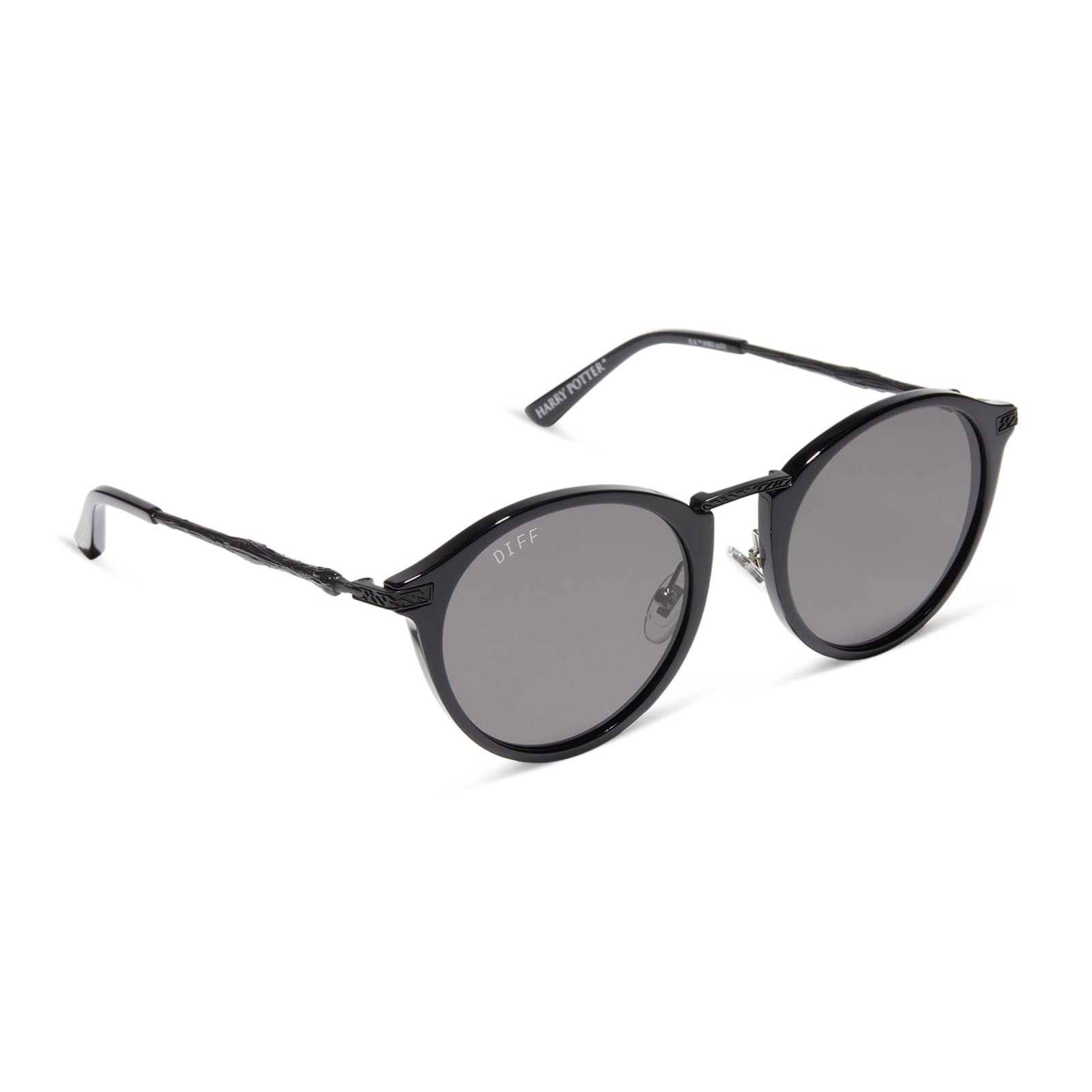 DIFF Harry Potter 2.0 Designer Round Sunglasses for Men and Women UV400 Protection, Tuxedo Black + Yule Ball Grey