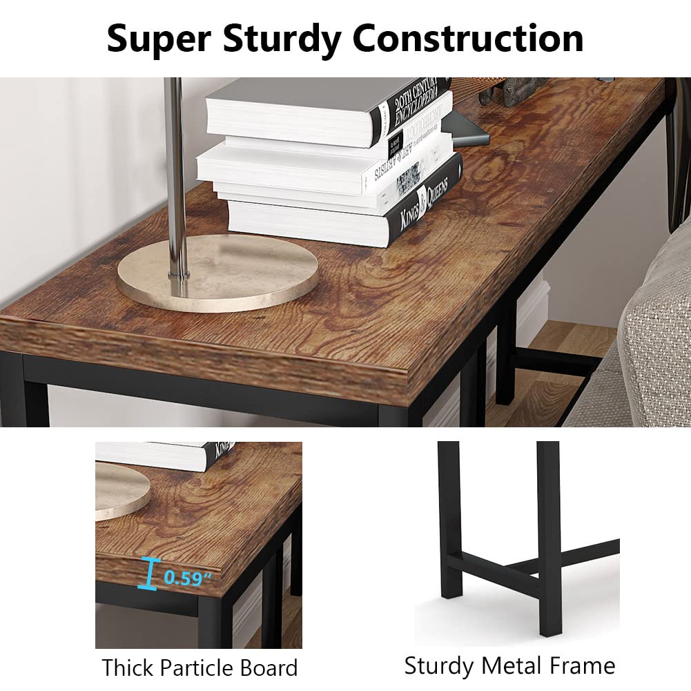 Tribesigns 70.9 inch Extra Long Console Table Behind Couch, Easy Assembly Sofa Table for Living Room Small Space, Modern Gold Narrow Entryway Hallway Table (Gold and White)