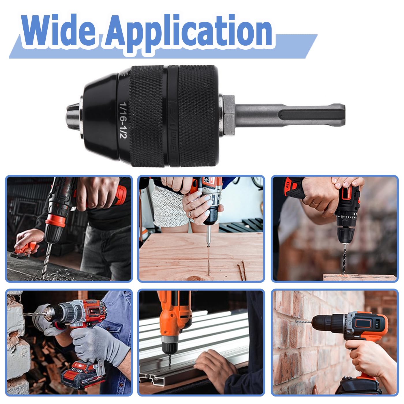 Mesee 2-13MM Keyless Drill Chuck with SDS Plus Adaptor, Professional Heavy Duty 1/2-20UNF Mount Quick Change Self-tighten Drill Chuck Adapter Converter Rotary Hammer Conversion Tool